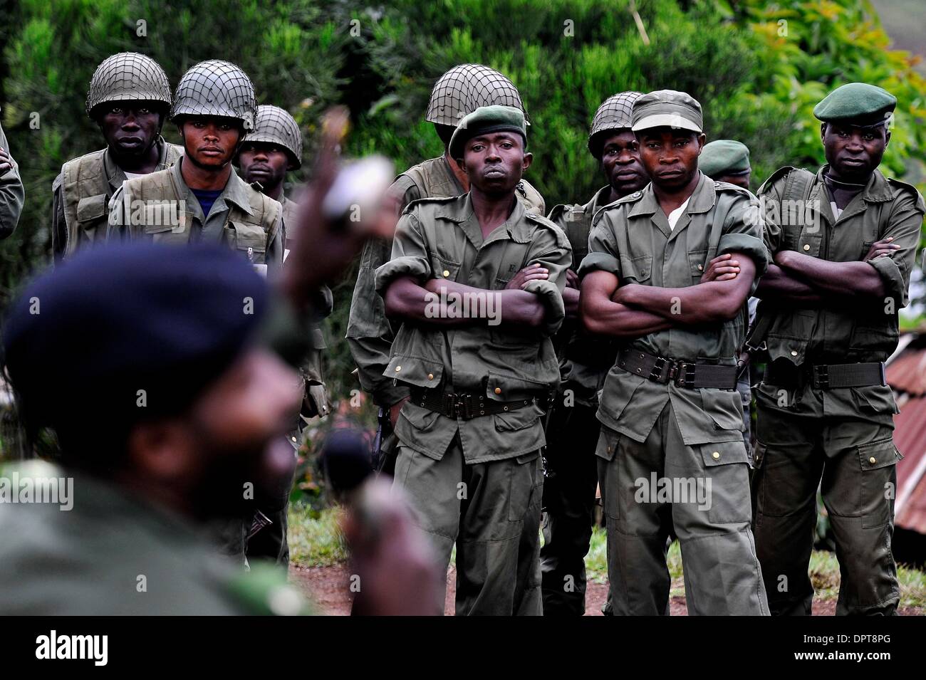 Apr. 15, 2009 - Bugeri, Congo - Congolese National Army soldiers listen ...