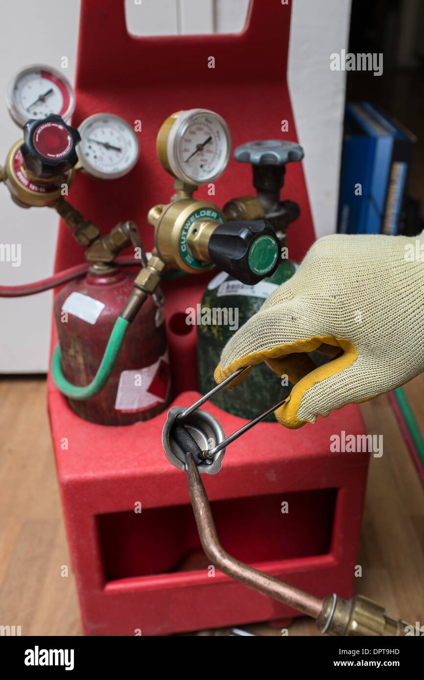 Handyman repairman HVAC tools Stock Photo - Alamy