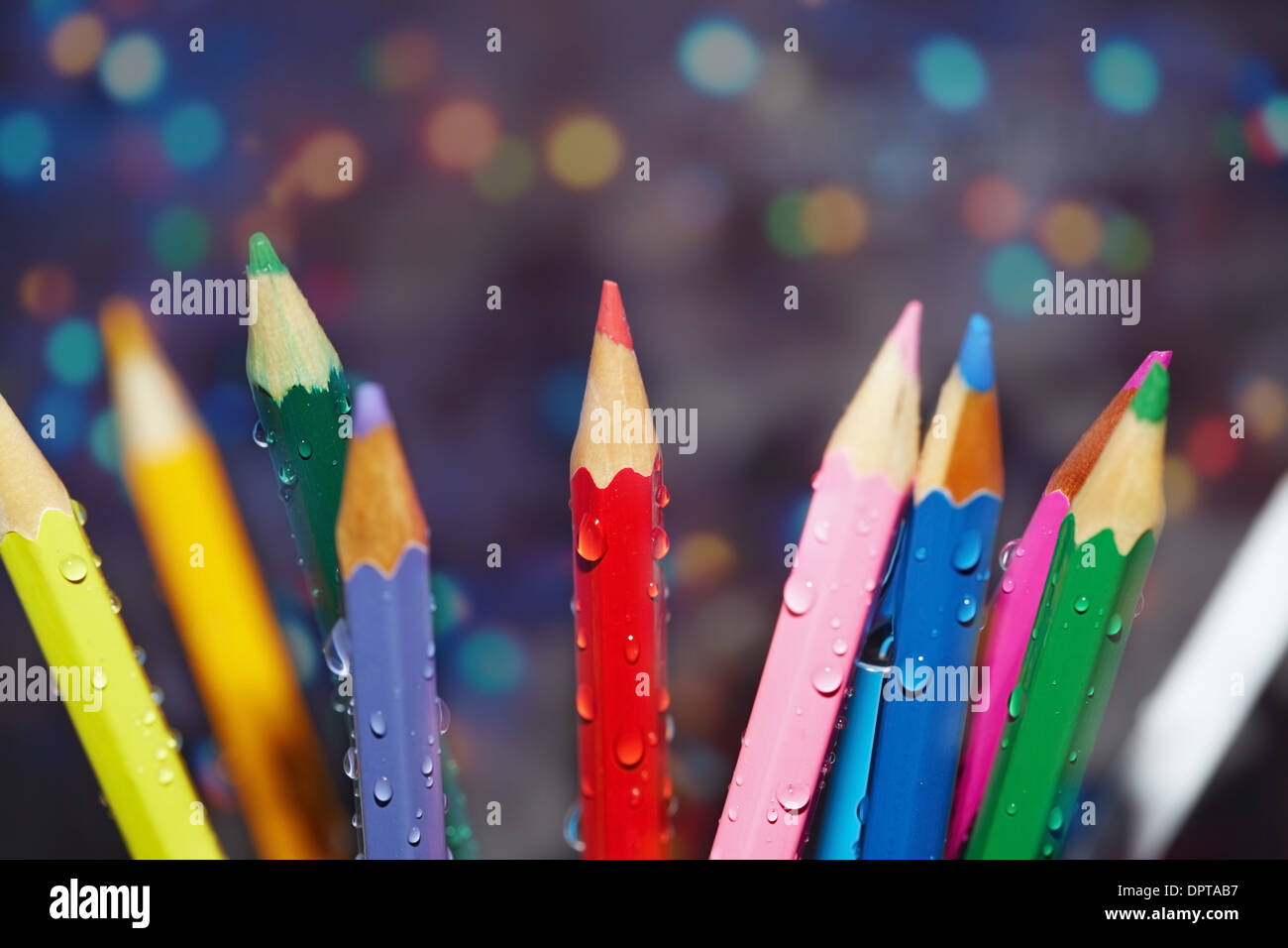 Set of wet crayons. Close-up view Stock Photo - Alamy