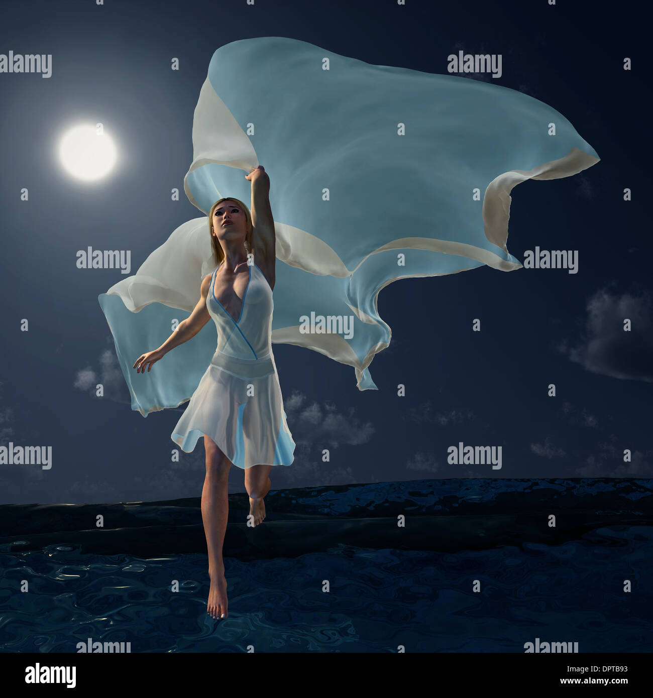 woman running on the waves Stock Photo - Alamy