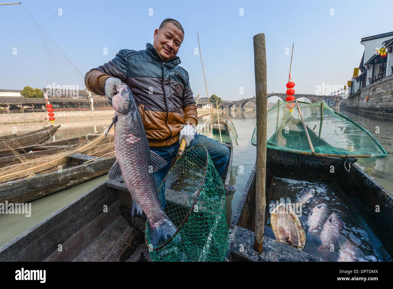 Hangzhou, China's Zhejiang Province. 16th Jan, 2014. A local fisherman ...