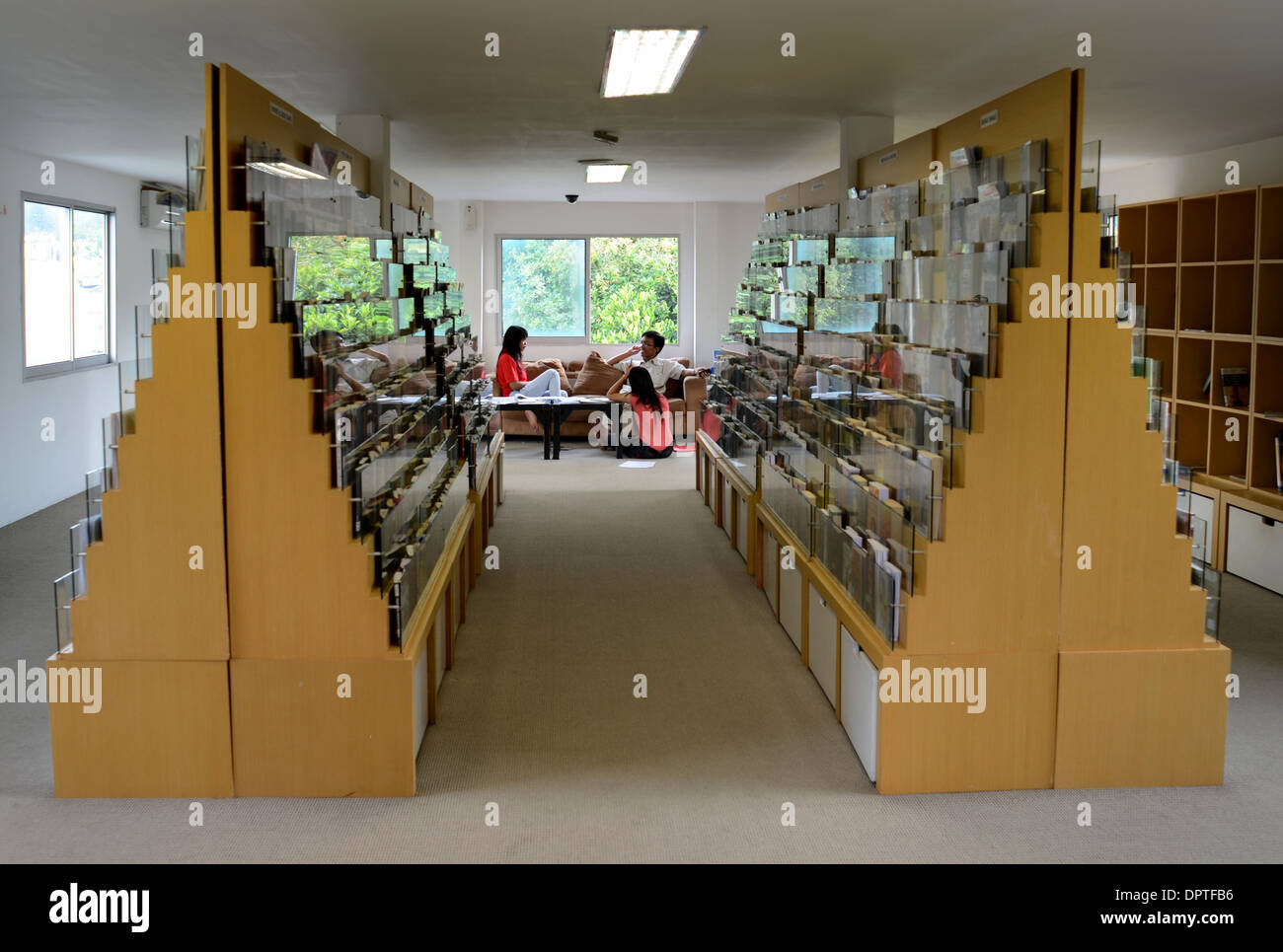 A scene from inside a unique library building 'AMIN', which is ...