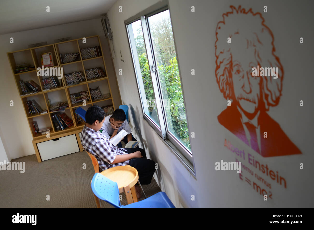 A scene from inside a unique library building 'AMIN', which is ...