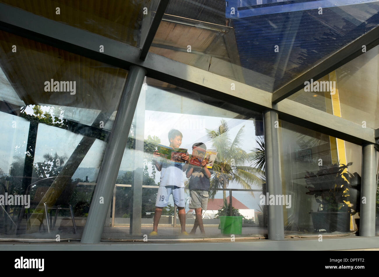 A scene from inside a unique library building 'AMIN', which is ...