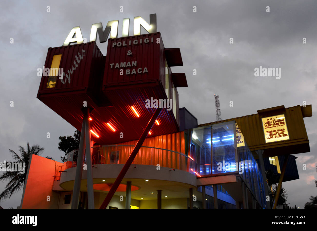 The exterior of a unique library building 'AMIN', which is constructed ...