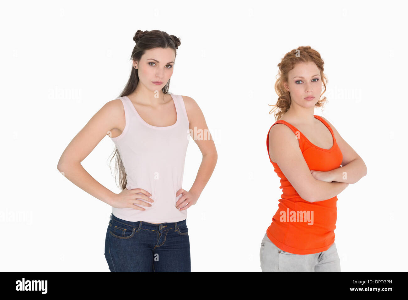 Unhappy female friends not talking after argument Stock Photo - Alamy
