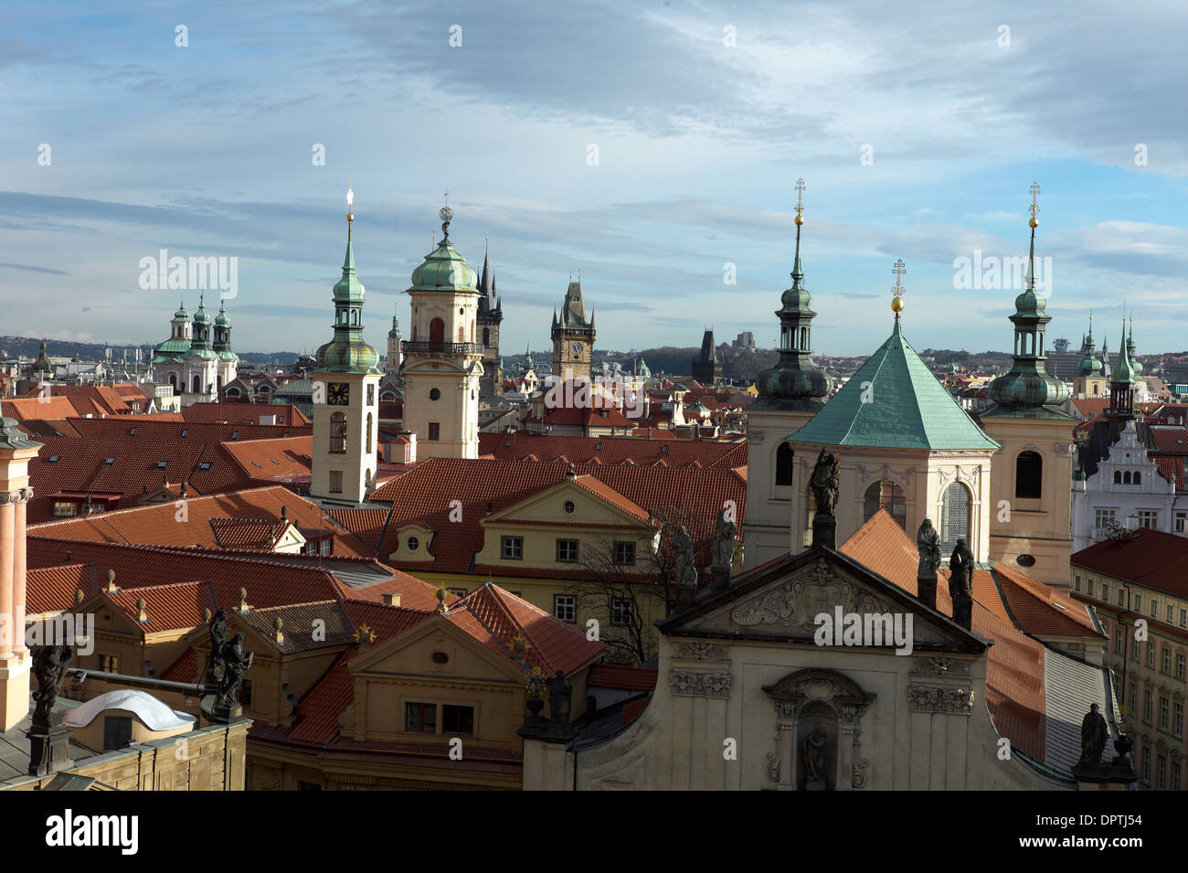 View across the Spires of the Old Town area of Prague from the Old Town ...