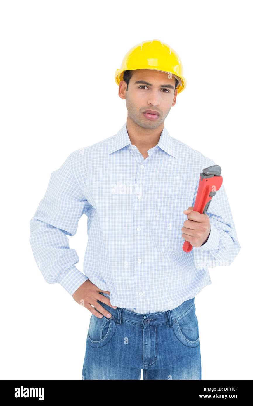 Man hand holding wrench hi-res stock photography and images - Alamy