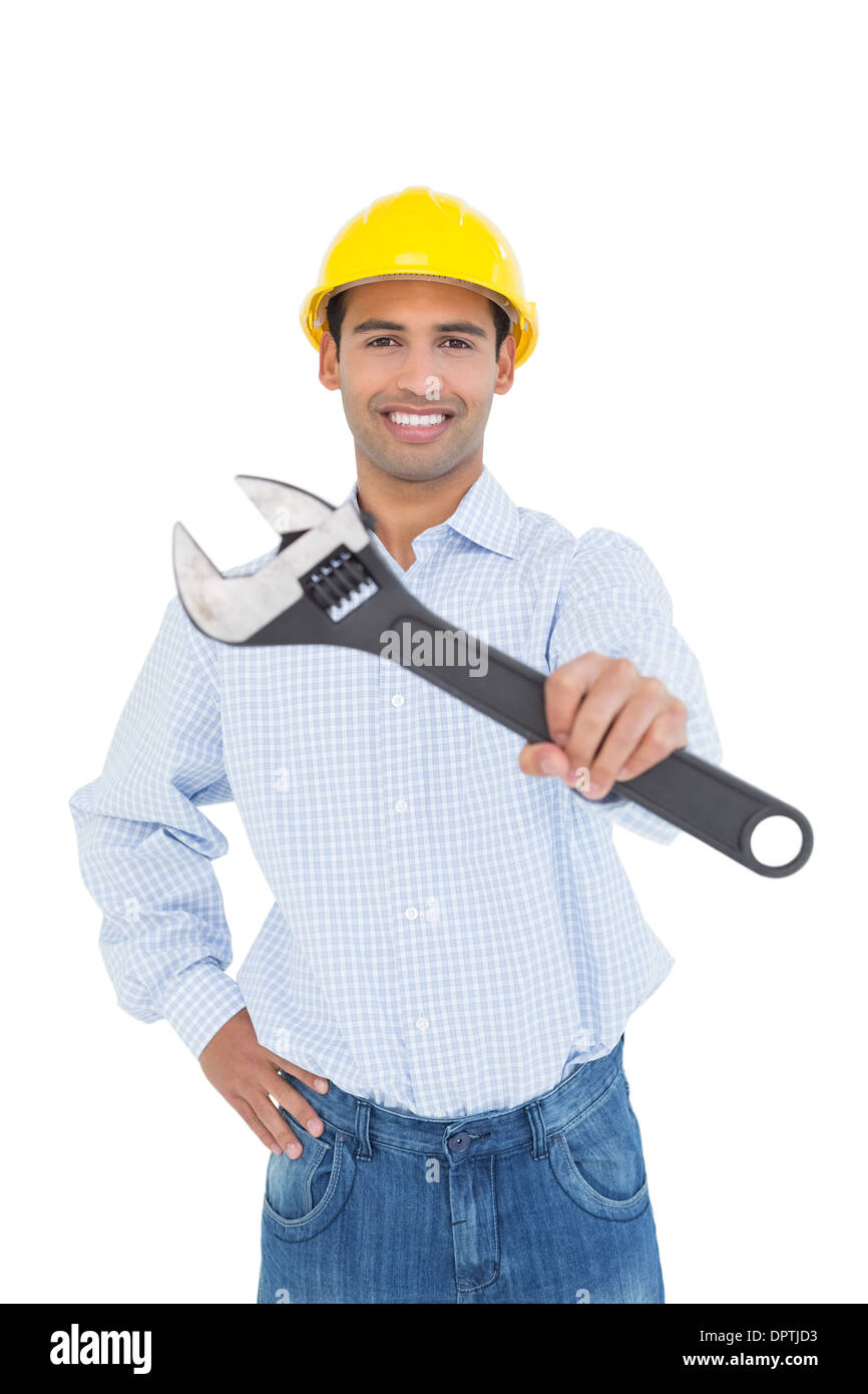 Man hand holding wrench hi-res stock photography and images - Alamy
