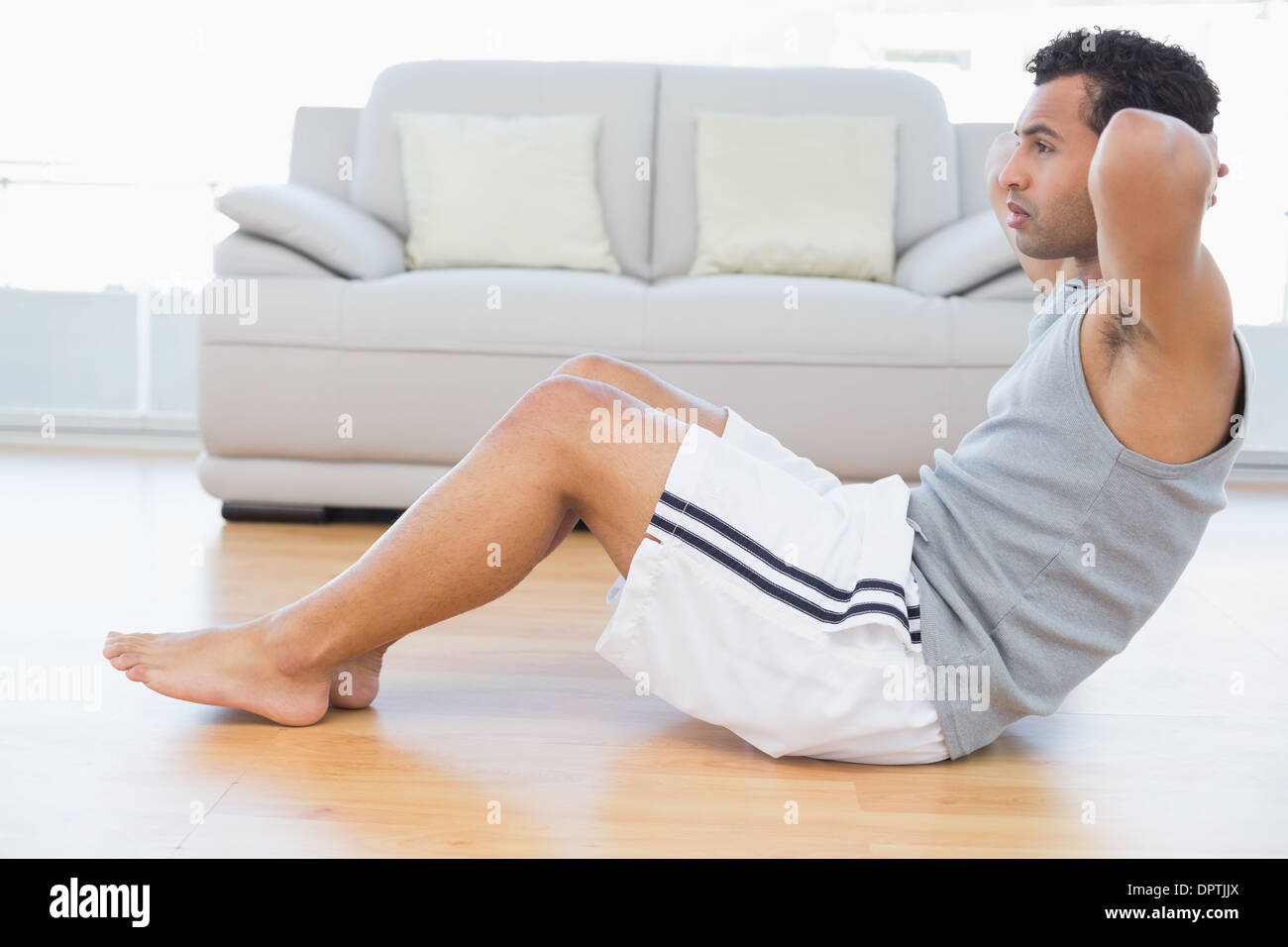 Floor crunches man hi-res stock photography and images - Alamy