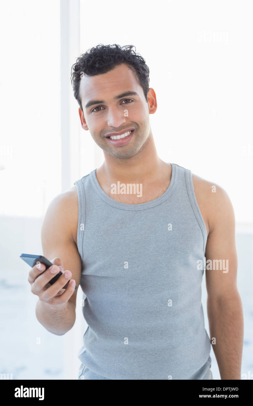 Portrait man mobile smartphone typing hi-res stock photography and ...