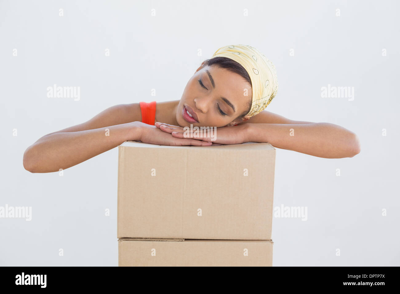 Pretty young woman cardboard hi-res stock photography and images - Alamy
