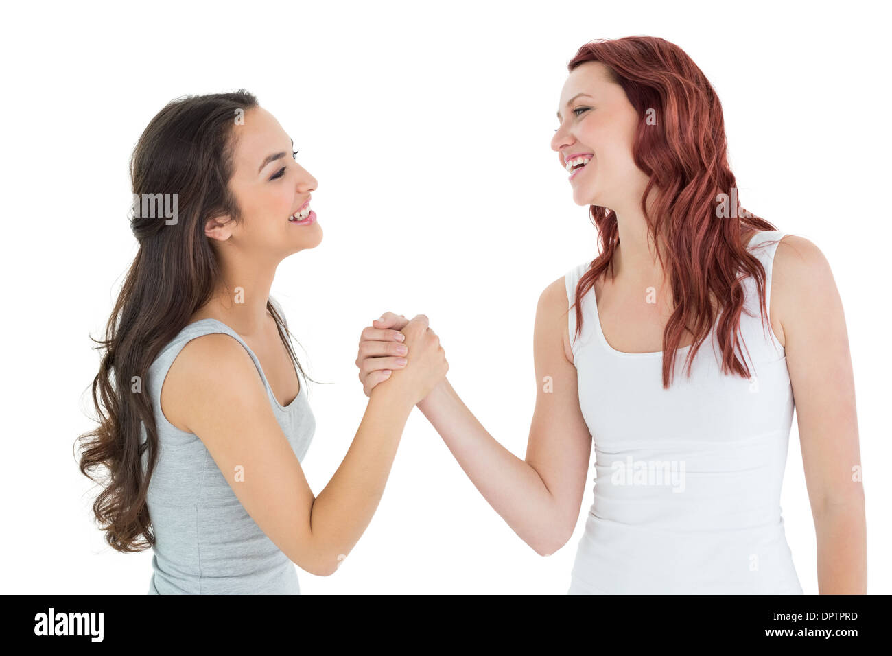 Two friends arm wrestling Cut Out Stock Images & Pictures - Alamy