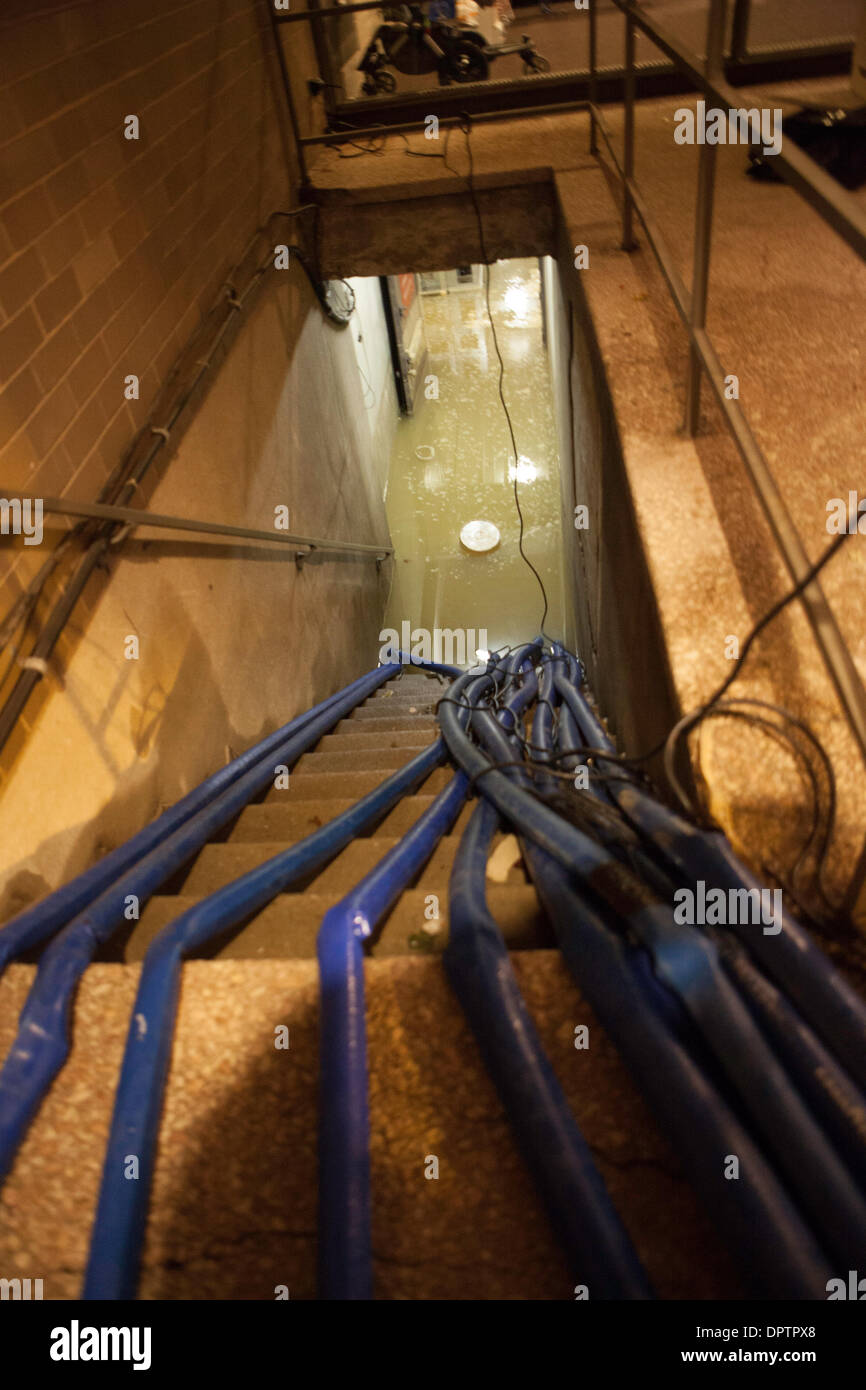 New York, NY USA. 15th January 2014. Hoses line the entrance to pump ...
