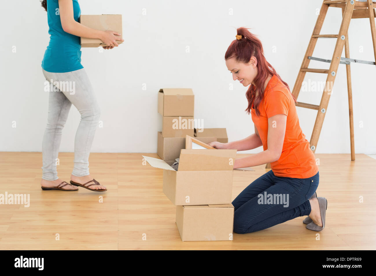 Two friends moving together in a new house Stock Photo - Alamy