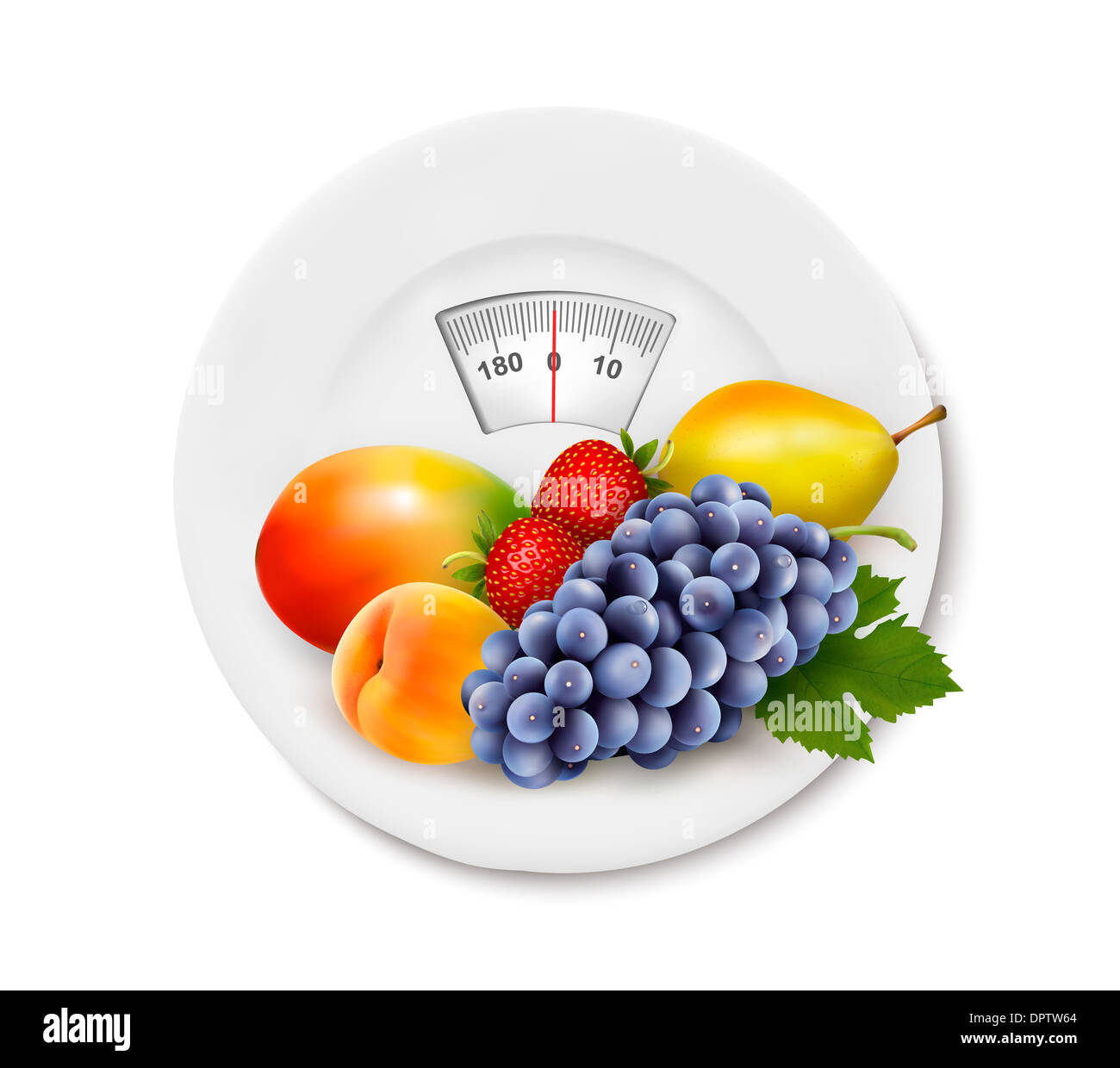 Fruit on the weight scale. Diet concept. Vector Stock Photo - Alamy