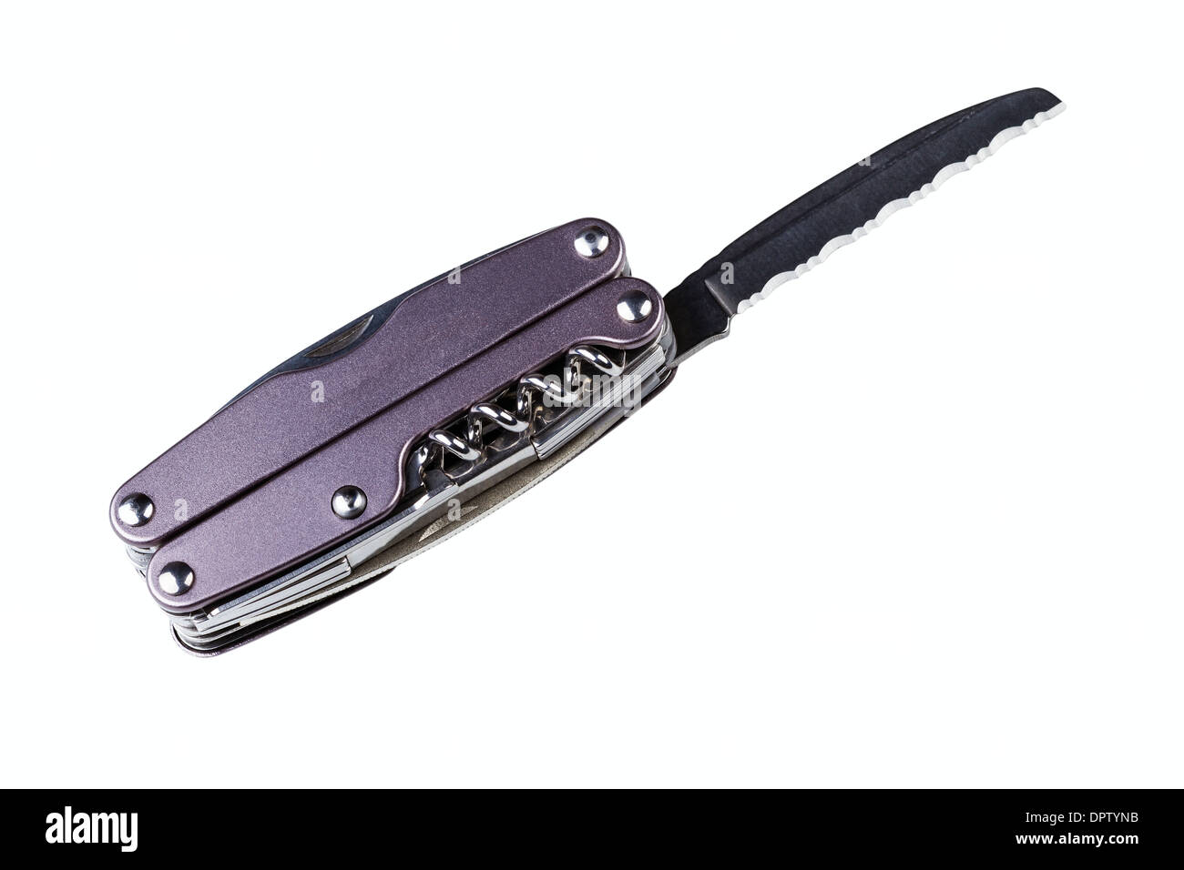 steel folding multitool isolated on a white background Stock Photo - Alamy