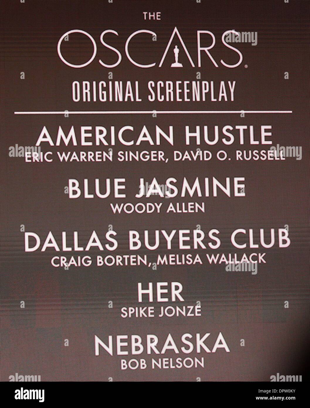 Beverly Hills, CA, . 16th Jan, 2014. Original Screenplay at the press ...