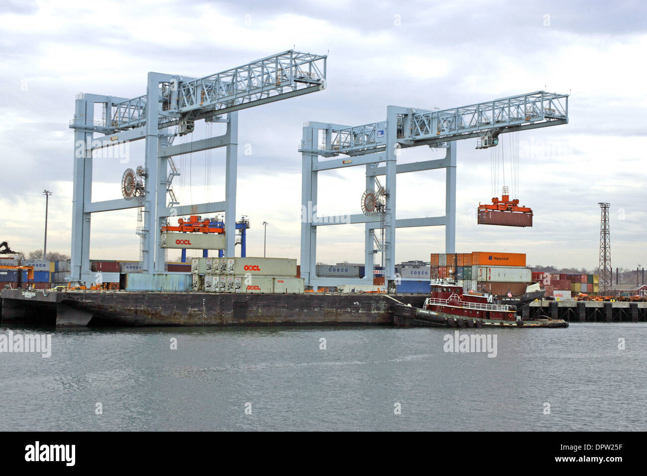 Container ship at South Boston terminal Stock Photo - Alamy