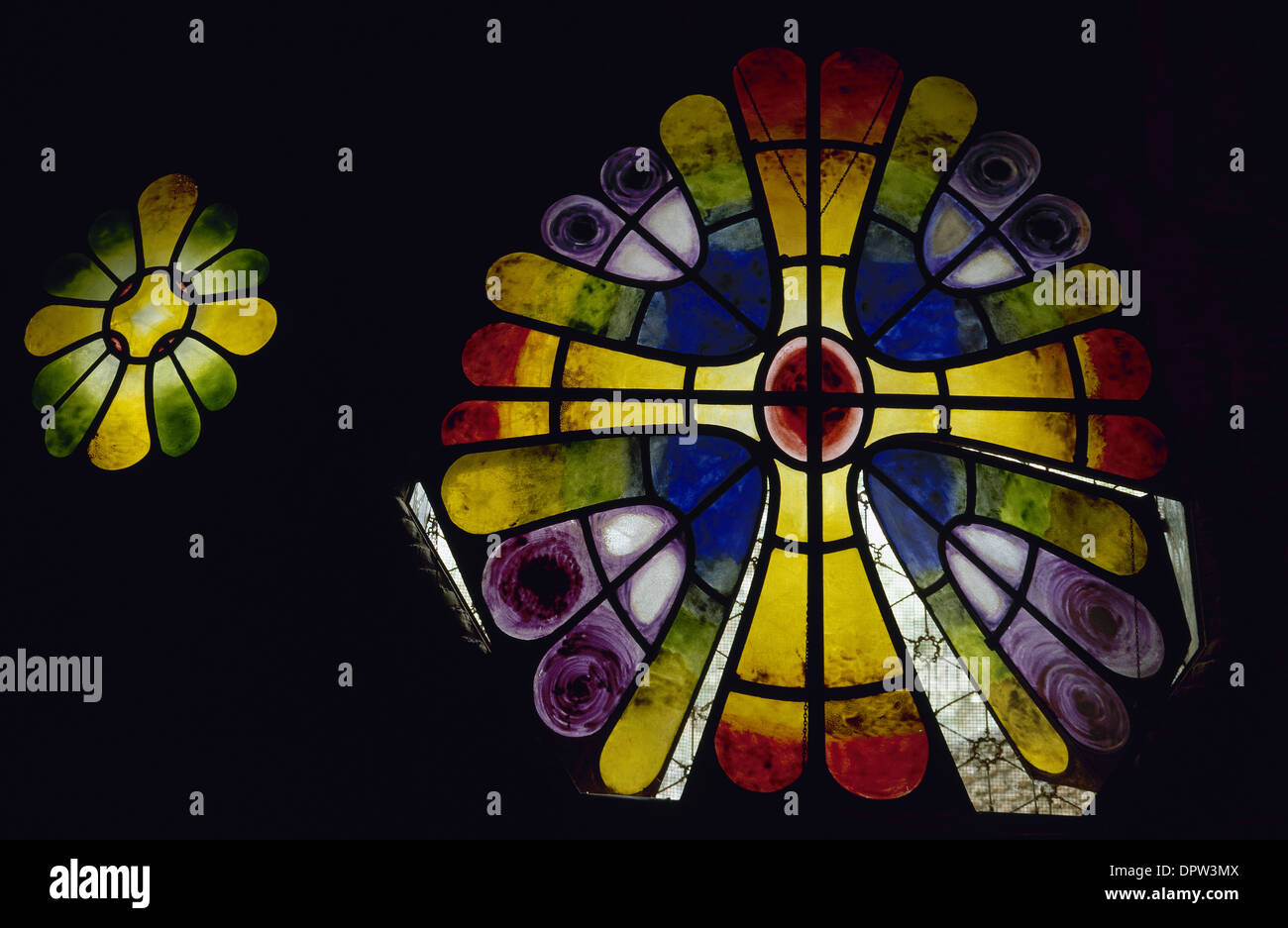 Antonio Gaudi (1852-1926). Catalan architect. Stained glass window ...