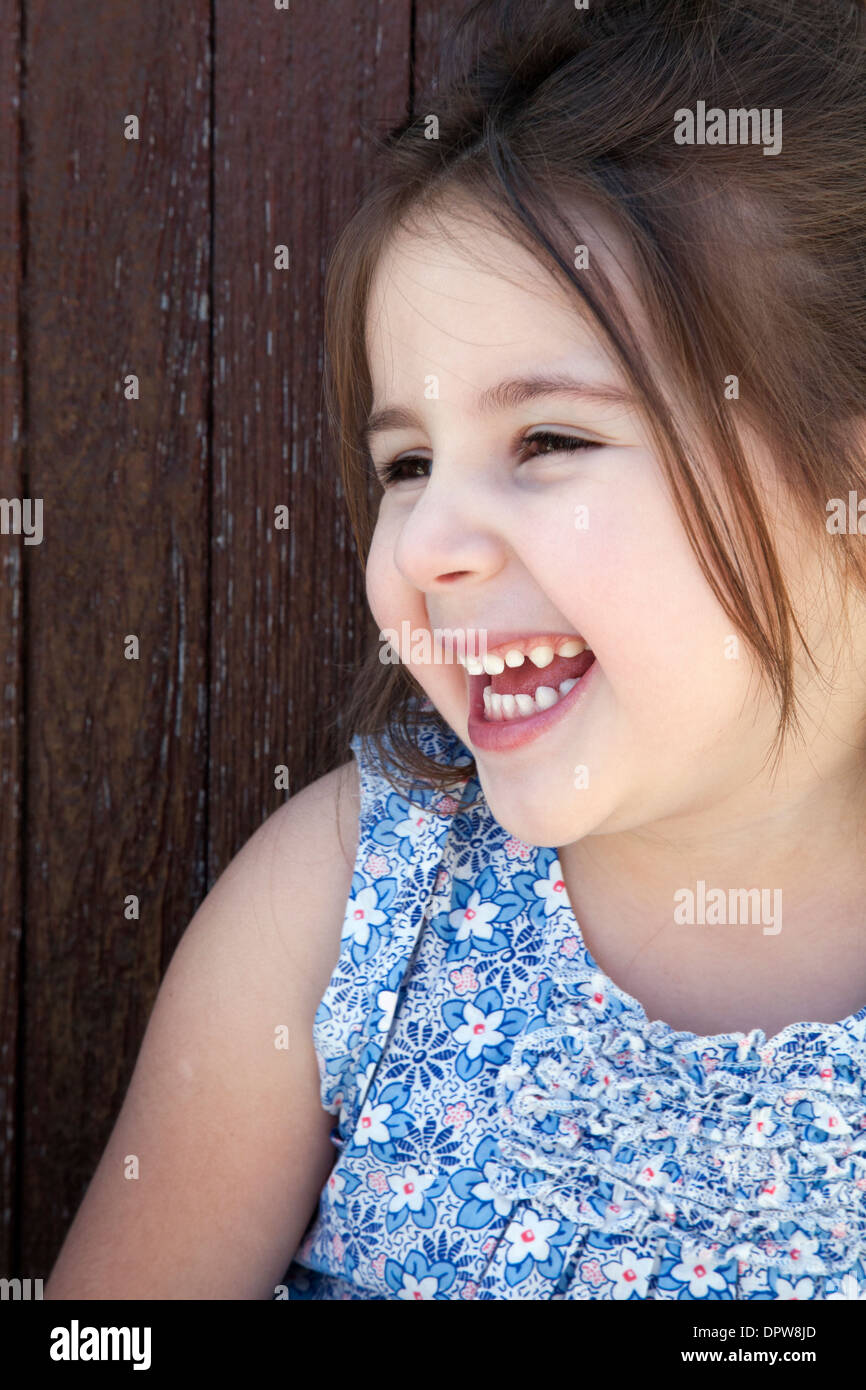 Girl smiling face profile hi-res stock photography and images - Alamy