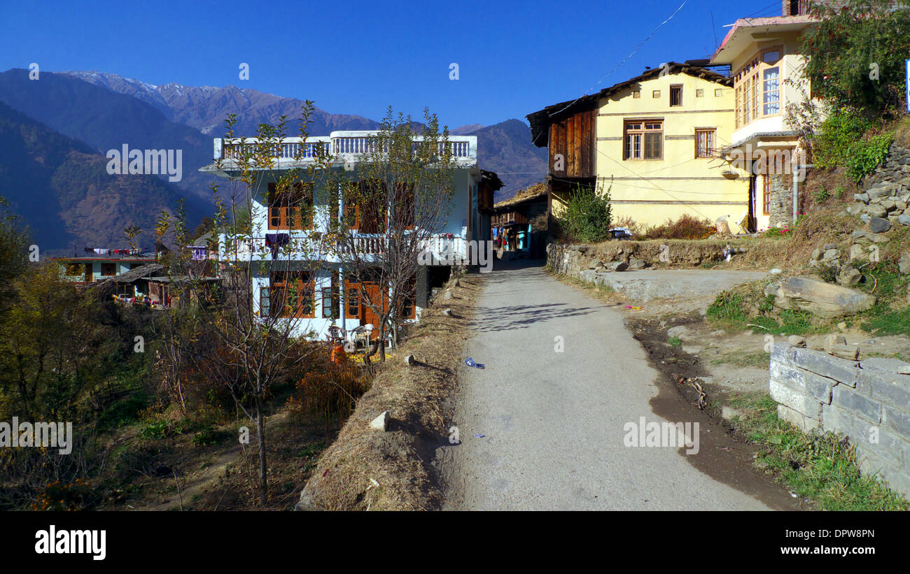 Street scene, Naggar village, Kullu Valley District, Himachal Pradesh ...