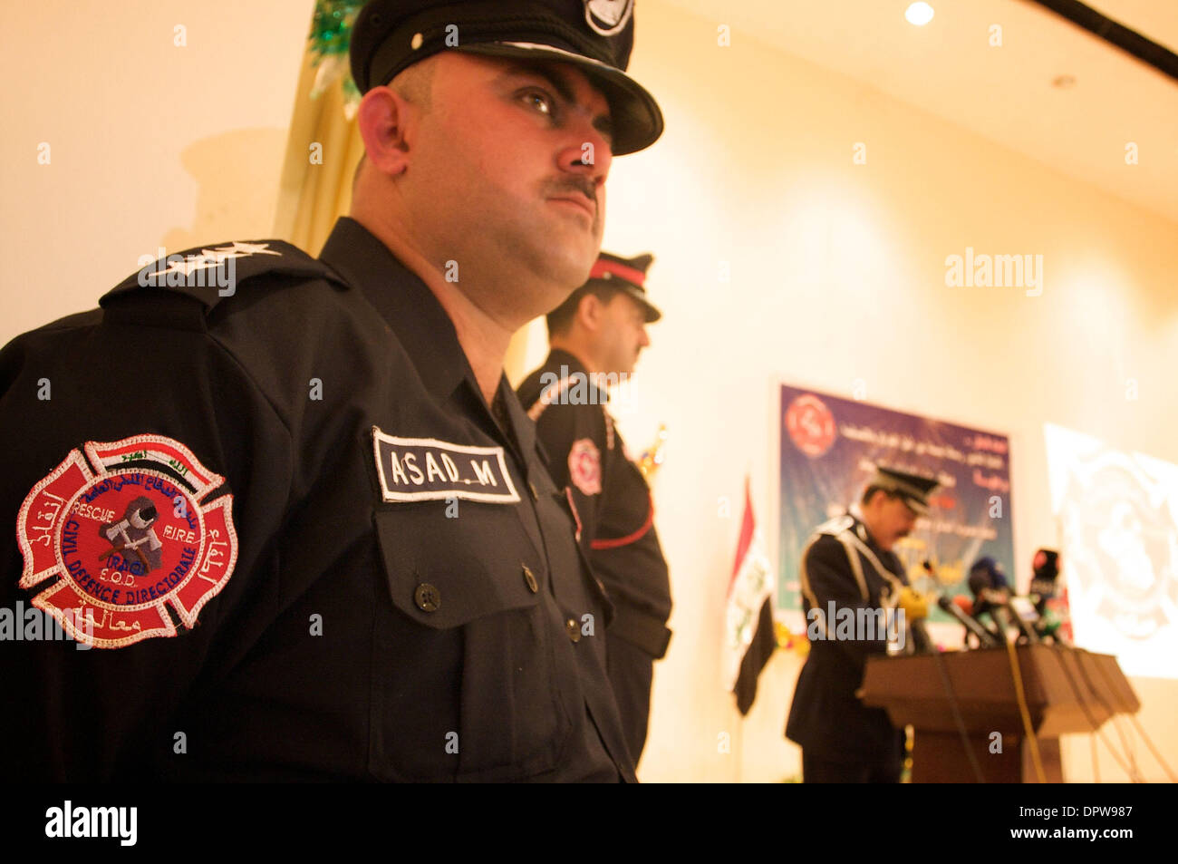 Mar 07, 2009 - Baghdad, Iraq - Iraqi firefighters stand at attention as ...