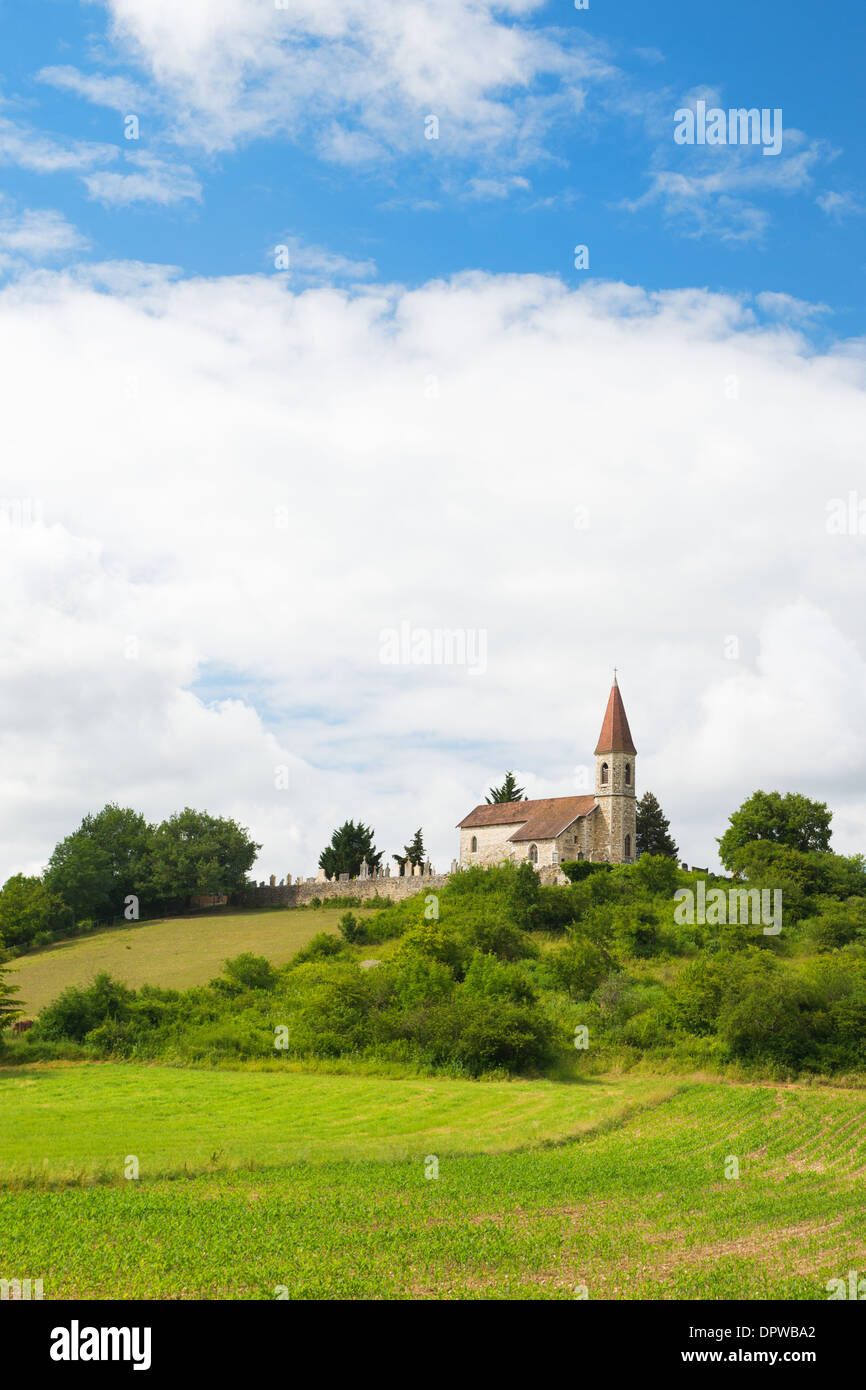 Little church in French landscape Stock Photo - Alamy