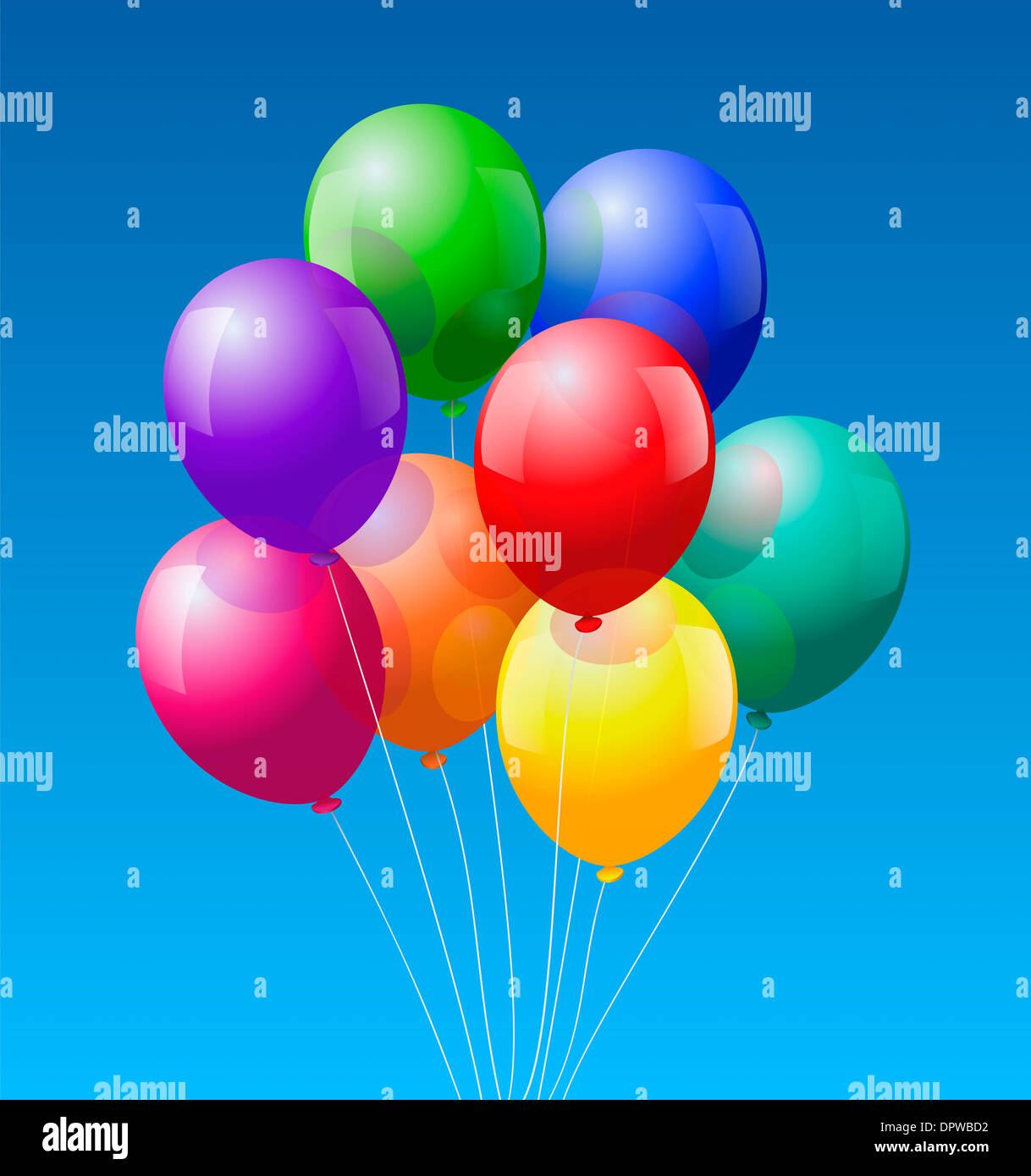 Bunch of eight colorful realistic looking balloons Stock Photo - Alamy