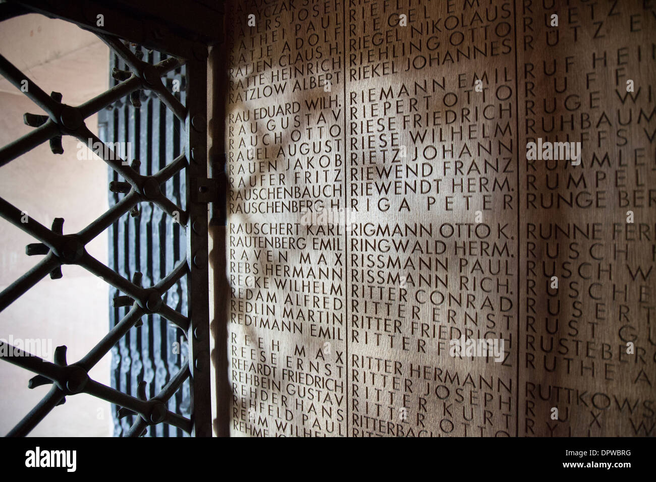 Detail of soldiers names at the Langemark German Military Cemetery ...