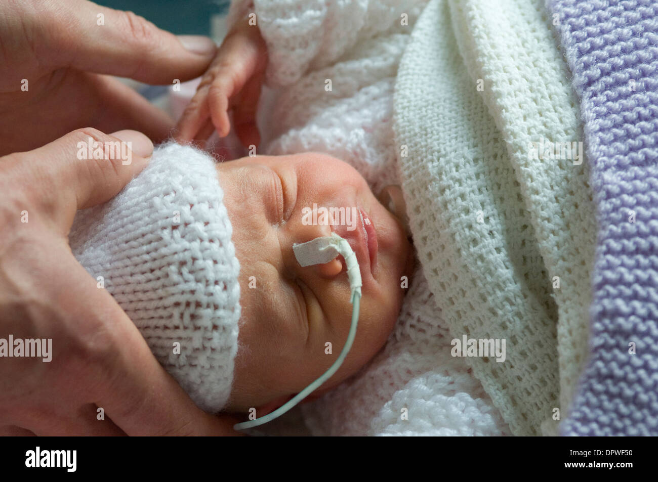Newborn Premature Baby Girls In Hospital
