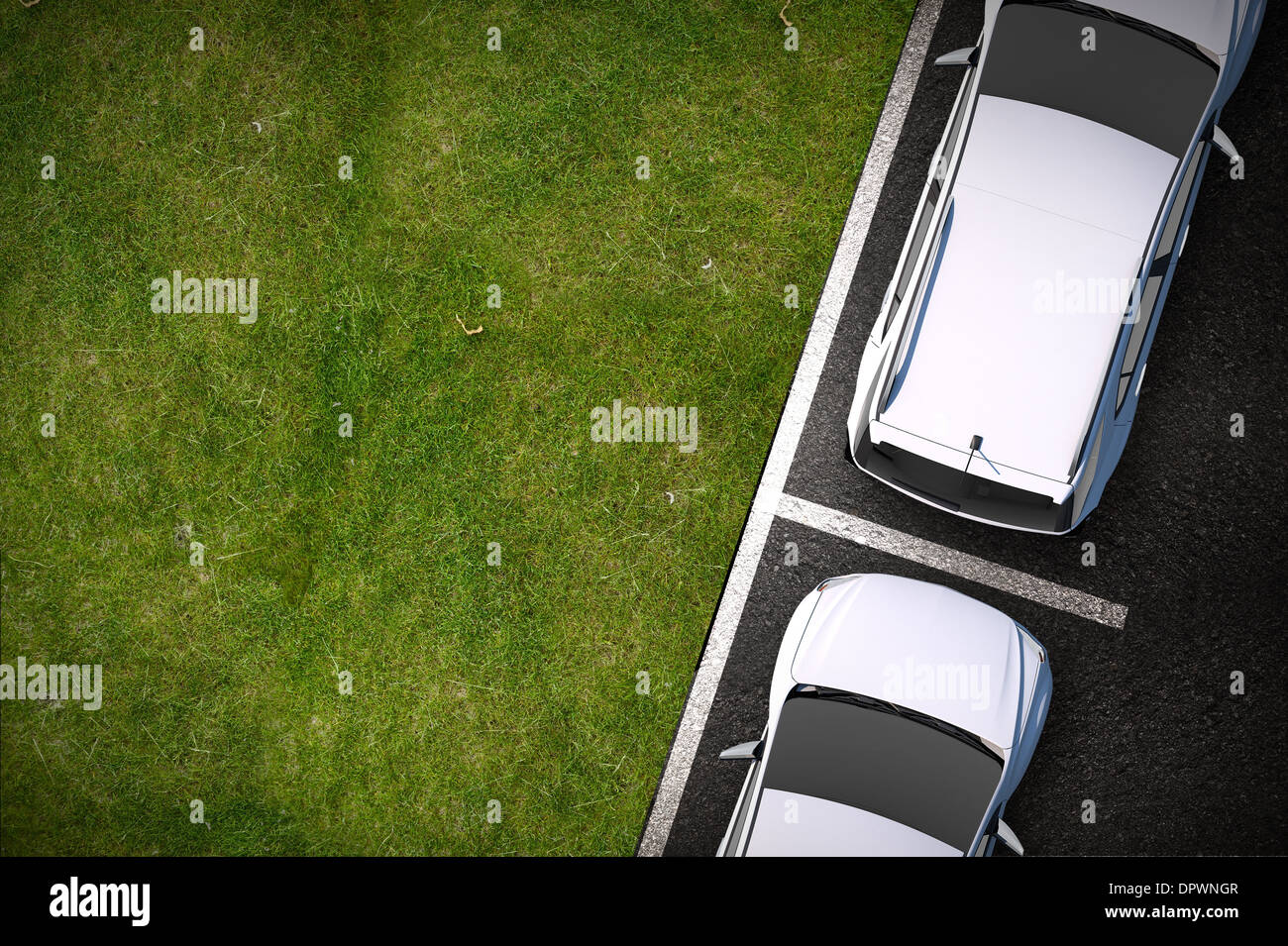 Road Side Parking - Cars Parked on the Side of the Road. Grass Field ...