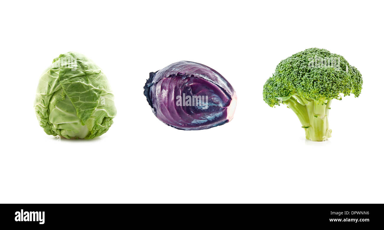 three cabbage isolated on white Stock Photo - Alamy