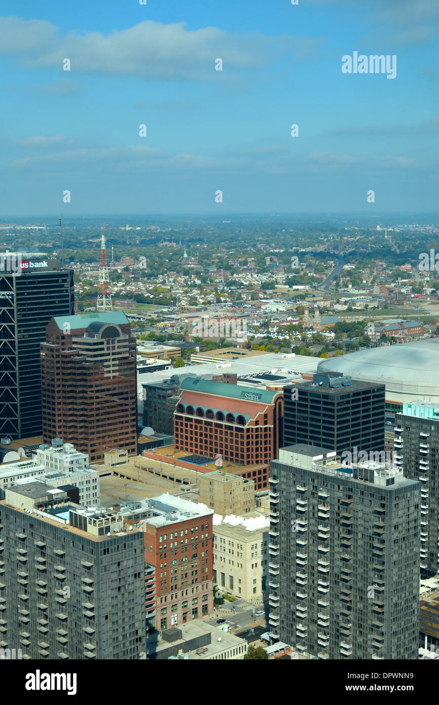 View of St. Louis, Missouri from atop the St. Louis Arch Stock Photo ...