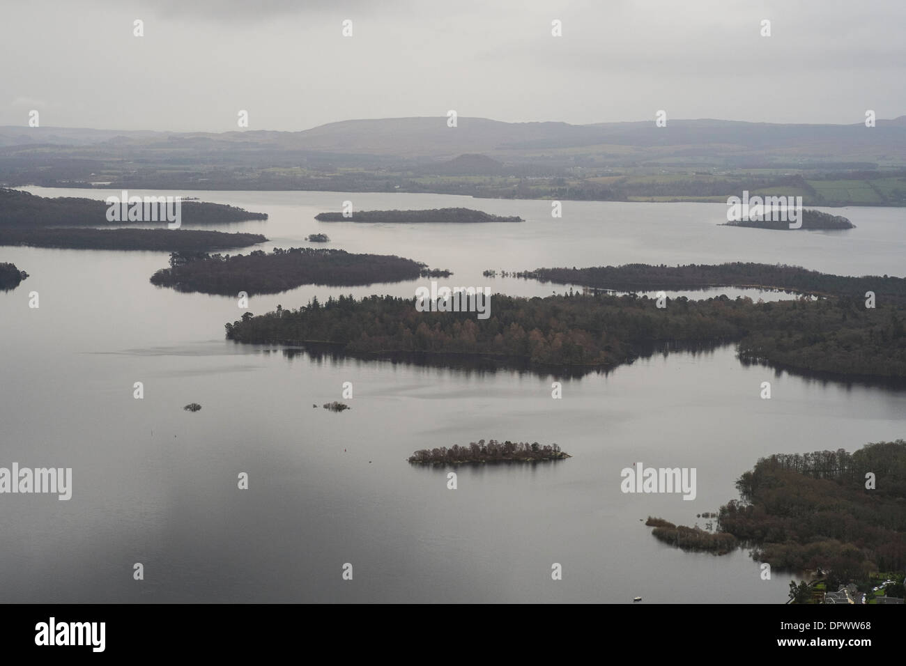 A view of Loch Lomond and it's islands from a hill overlooking the ...