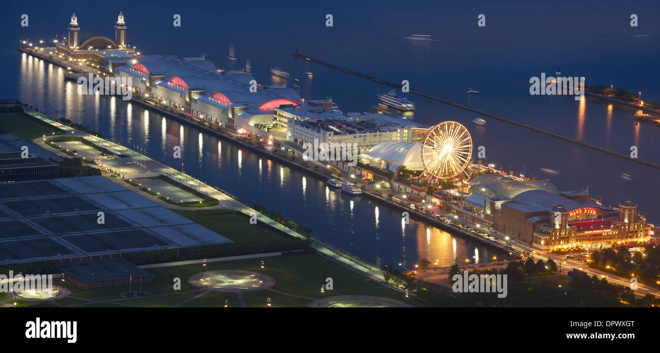 Navy Pier Chicago - Chicago Famous Pier. Chicago, IL, USA. Bird Eye ...
