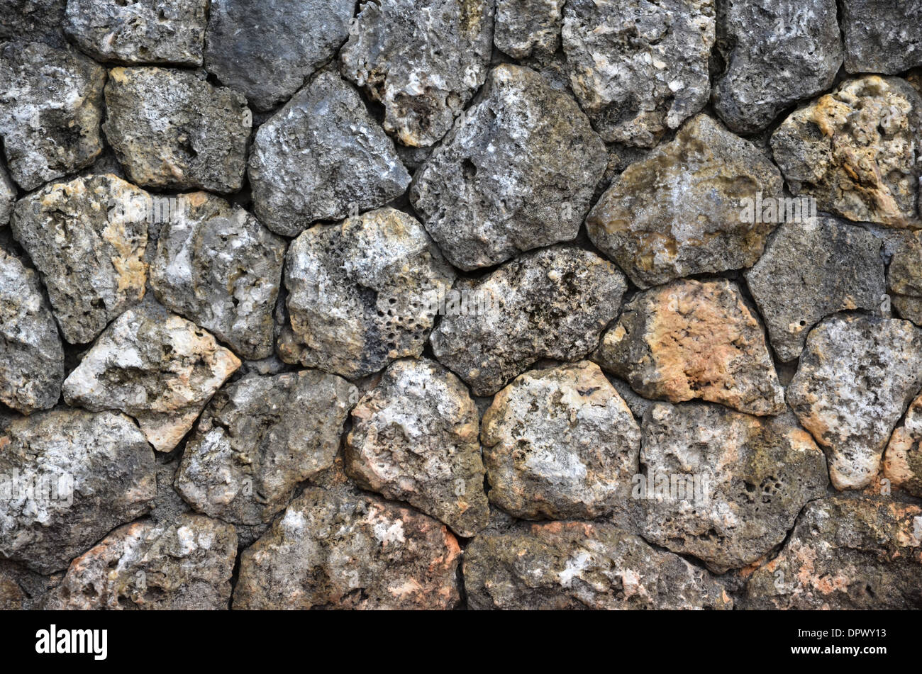 Detail of a traditional stonewall from Okinawa in Japan Stock Photo - Alamy