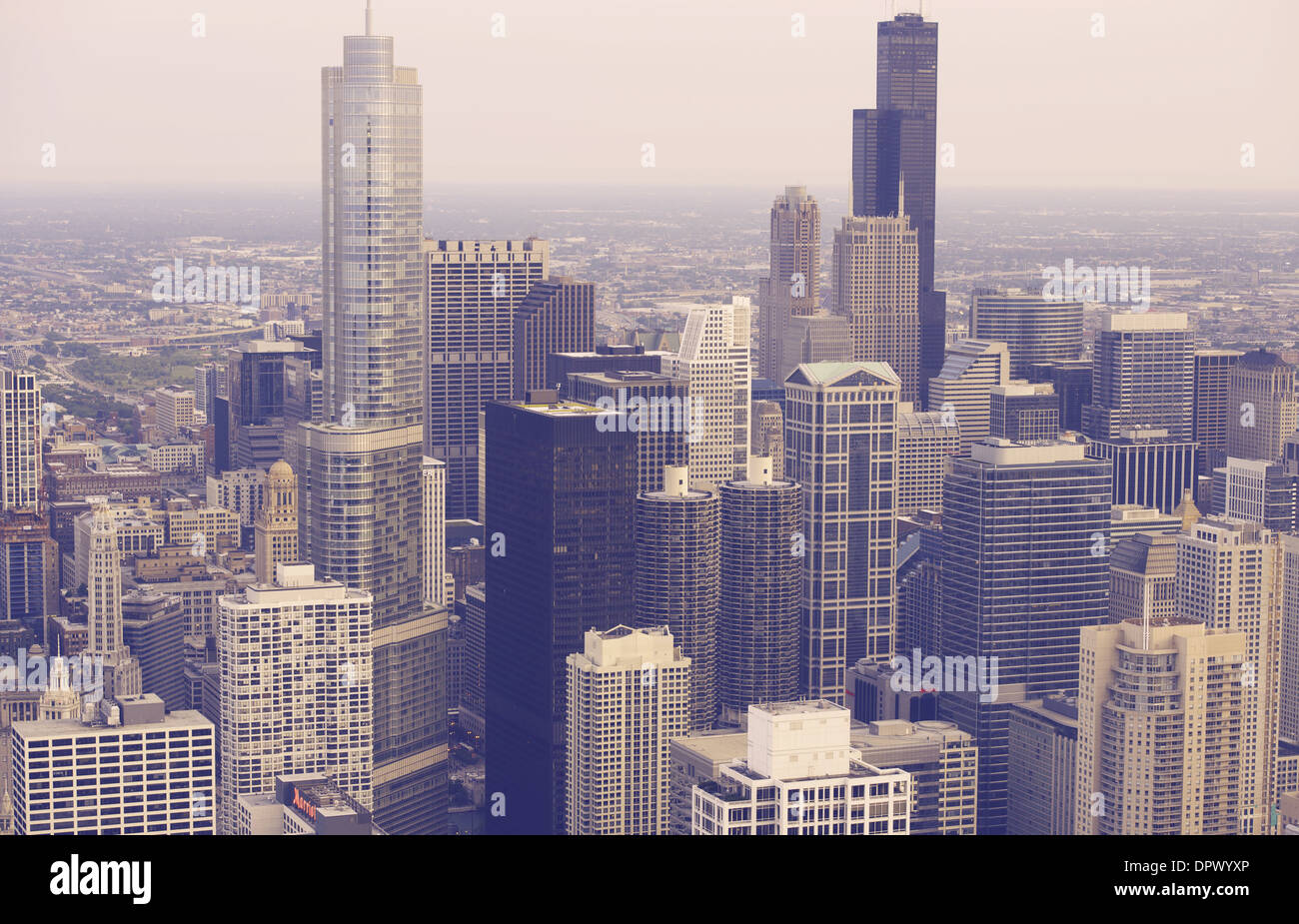 Skyline Chicago in Ultraviolet Color Grading. Chicago Cityscape Stock ...