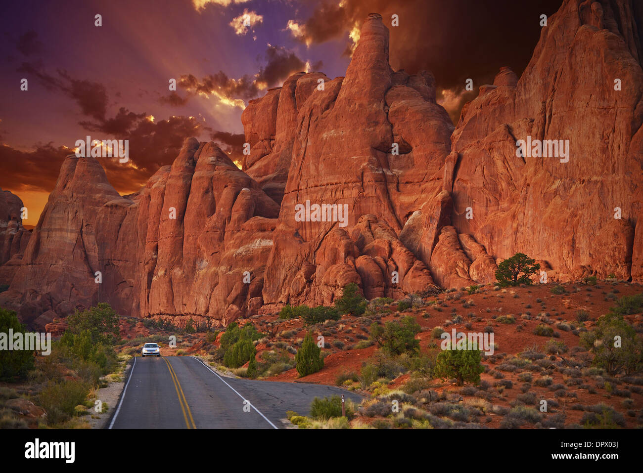 Utah Scenic Road Trip by Car. Beautiful Rock Formations Surround the ...