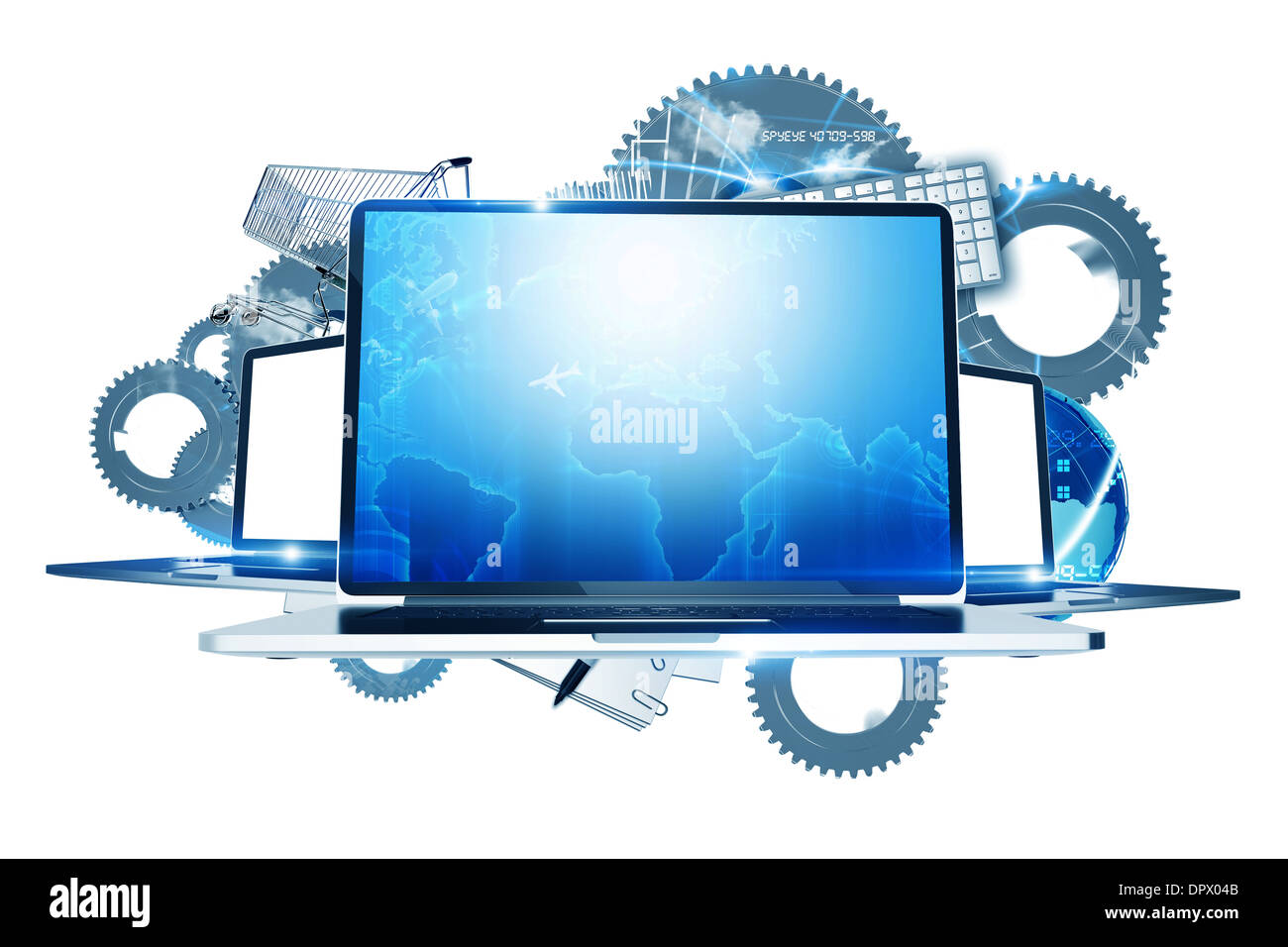 Internet Technologies - Computers Technology Illustration. Three Laptop ...