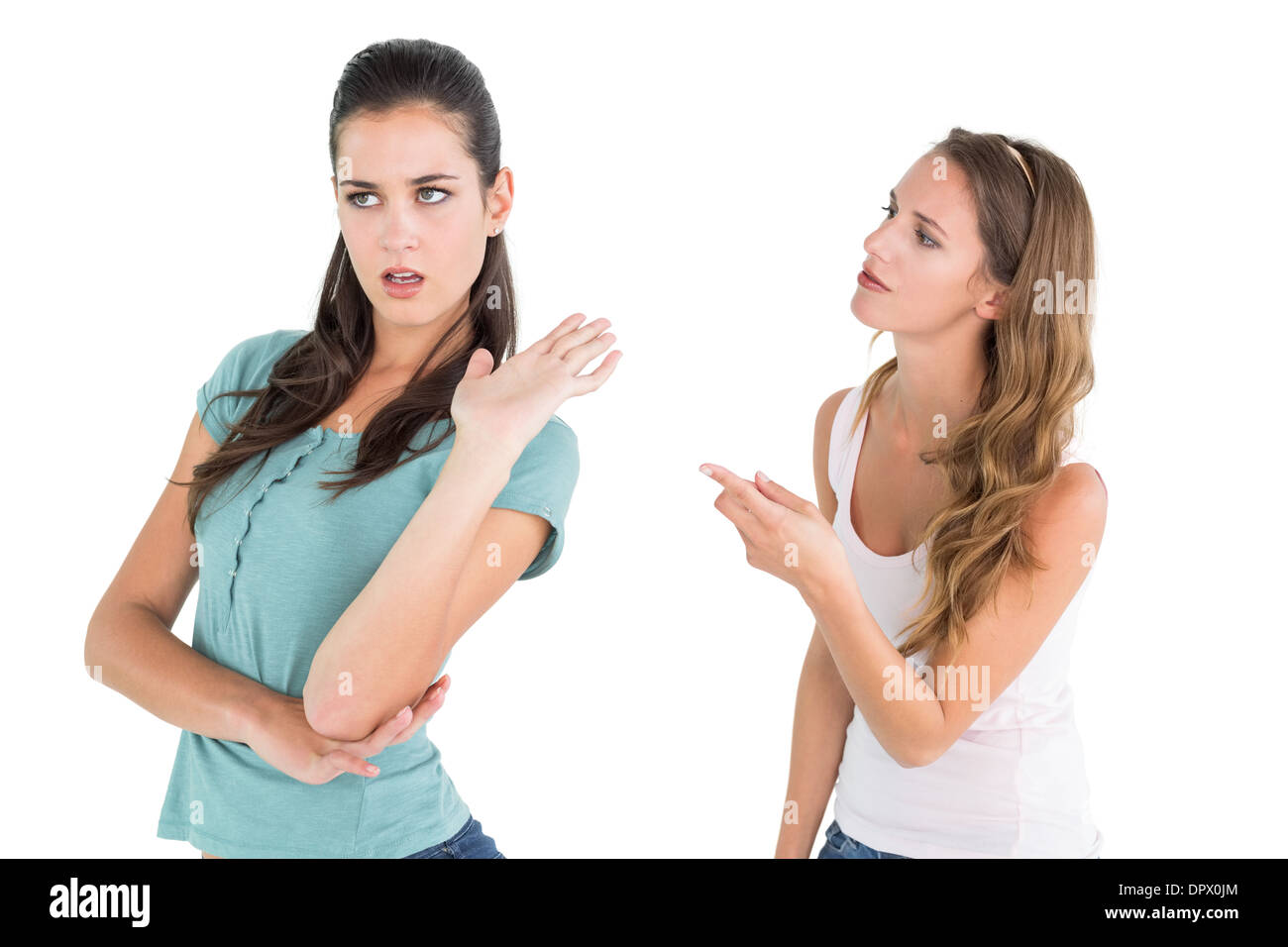 Angry young female friends having an argument Stock Photo - Alamy