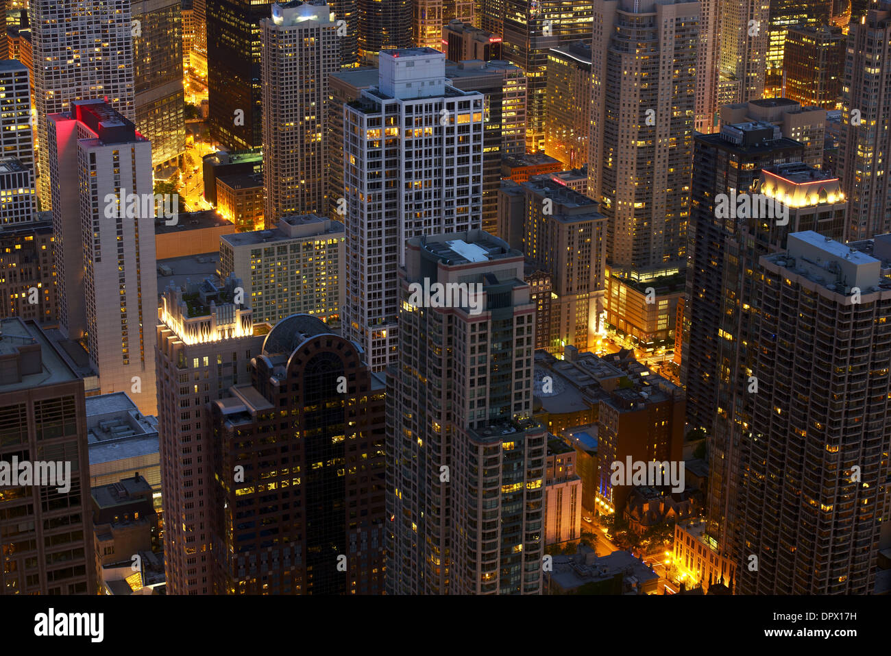 Chicago at Night Scenery. Downtown Chicago After Dark, Illinois, USA ...