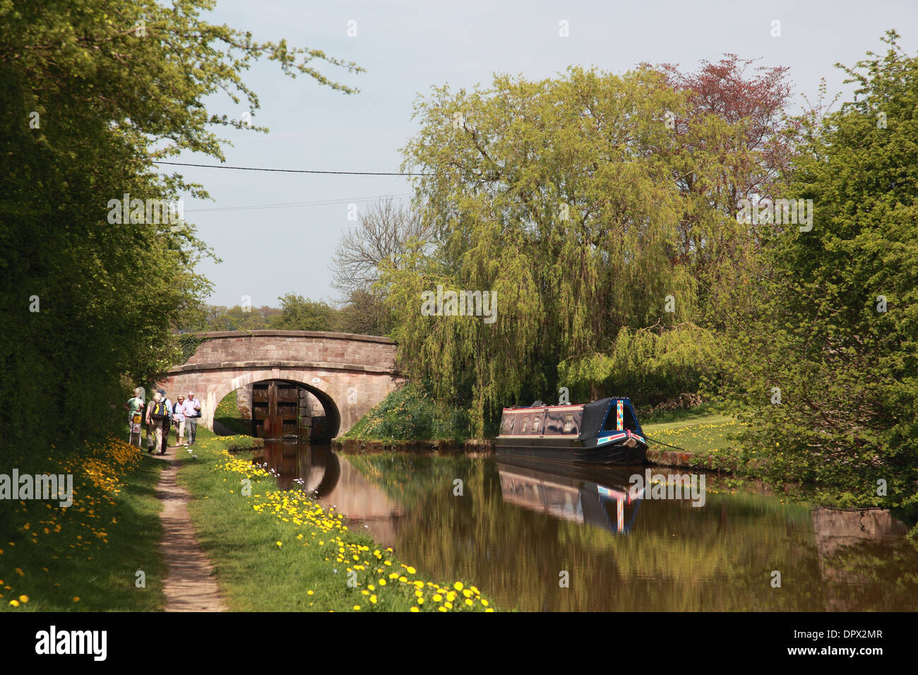 Narrowboat by Bridge 55 and Lock 5 of the Bosley flight of locks on the ...
