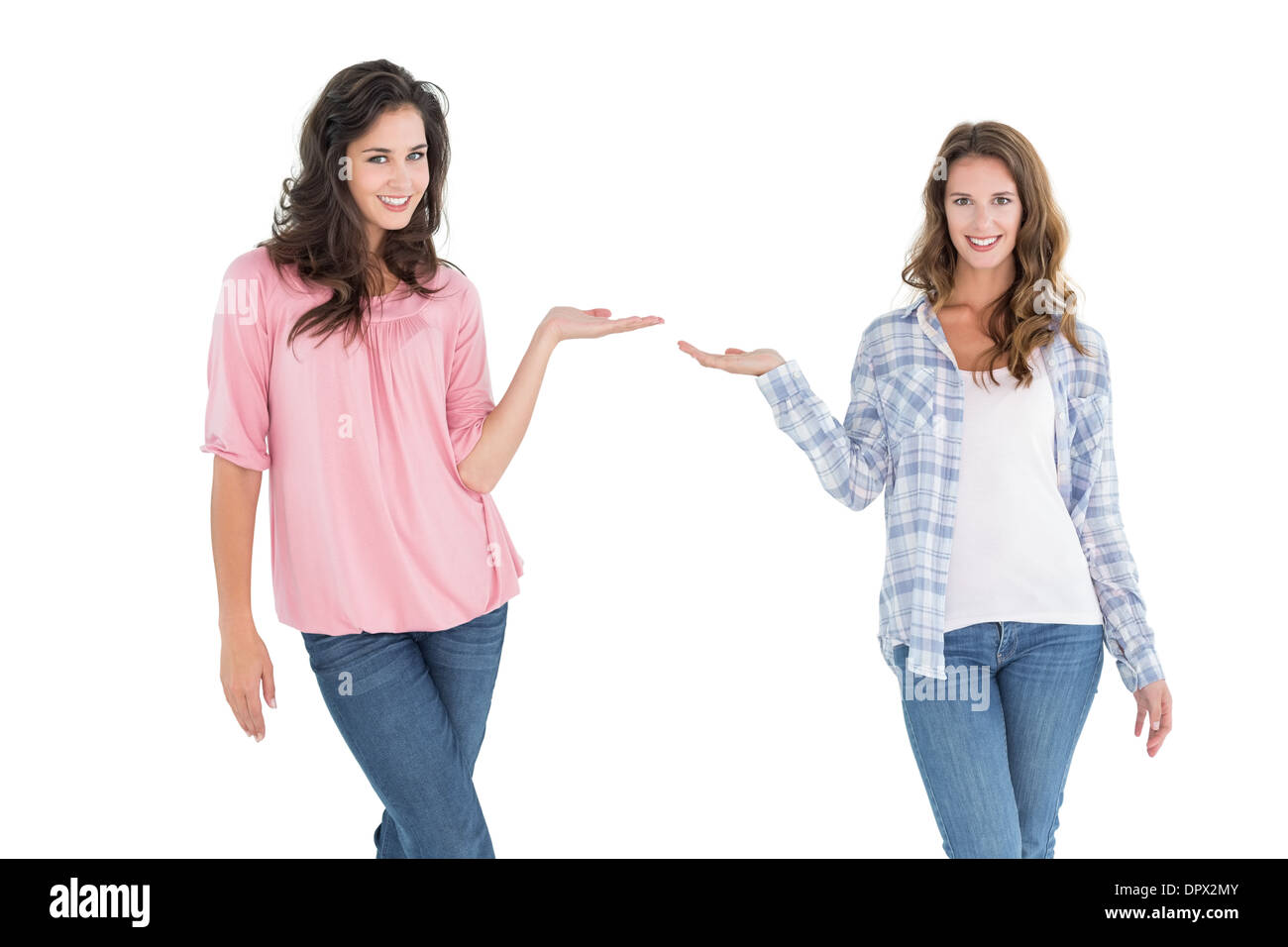 Young female showing hands Cut Out Stock Images & Pictures - Alamy