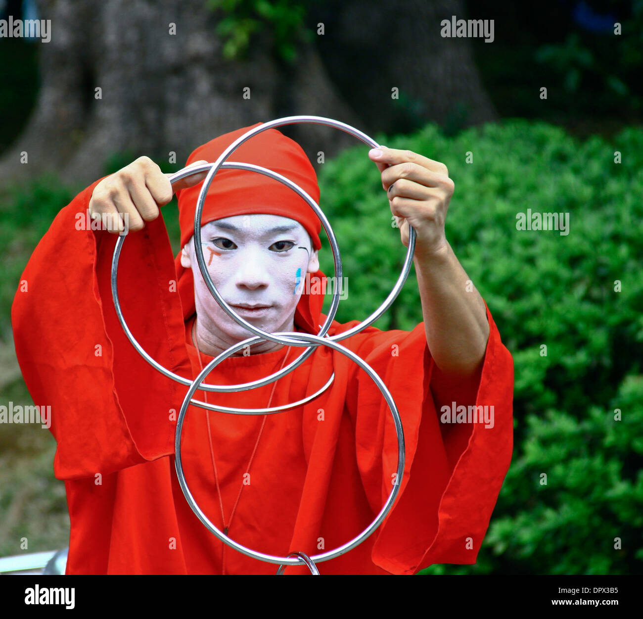 Japanese magician performing in Ueno Park in Tokyo, Japan Stock Photo ...