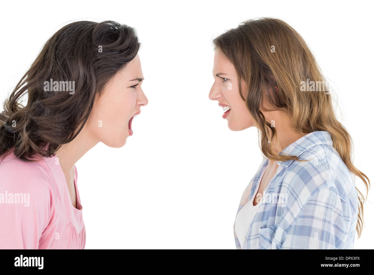 Angry young female friends having an argument Stock Photo - Alamy