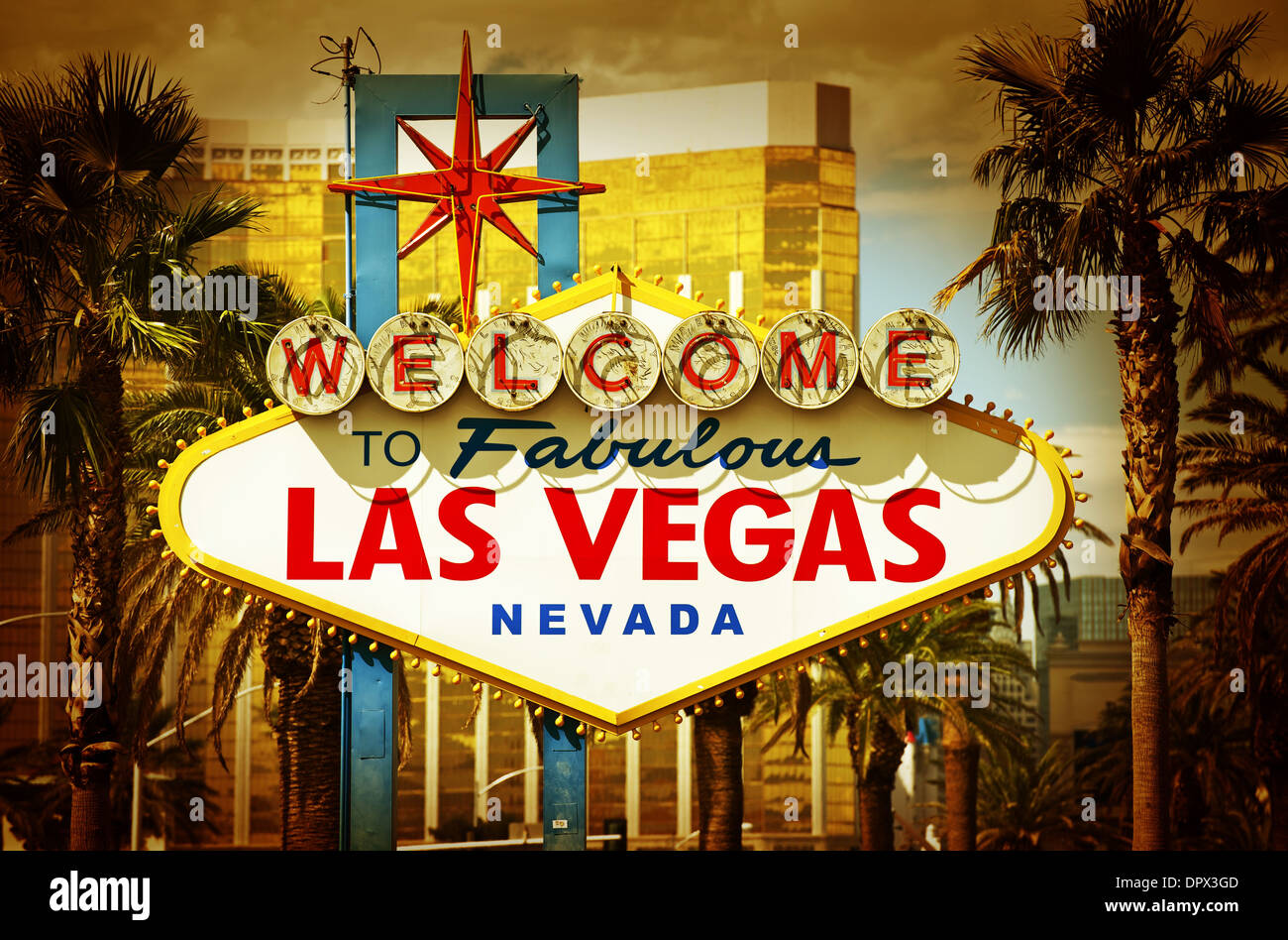 Las Vegas Famous South Entrance Sign Stock Photo - Alamy