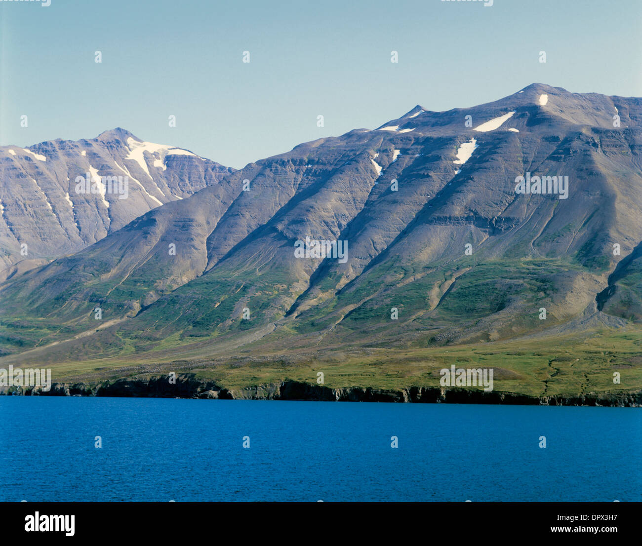 Mountain landscape showing river, Akureyri, Iceland Stock Photo - Alamy