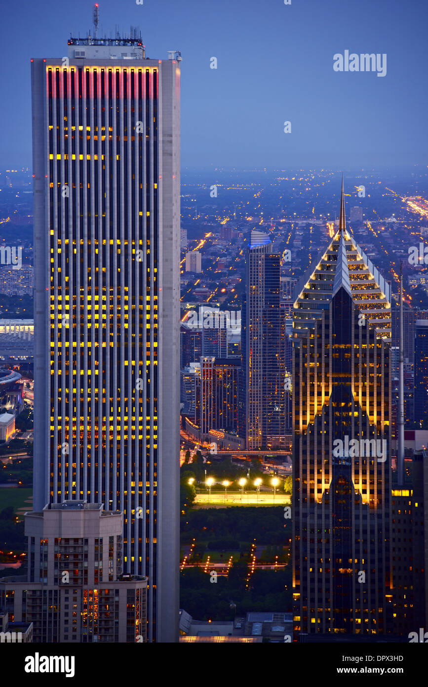 Downtown Illumination - Lights of Chicago. Skyline at NIght. Chicago ...