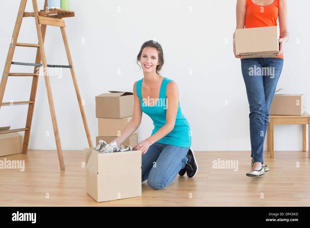 Two friends moving together in a new house Stock Photo - Alamy